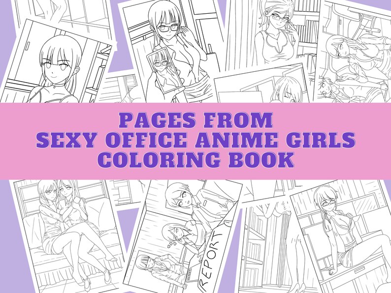 Sexy Office Anime Girls Coloring Book 30 Page Pdf Etsy