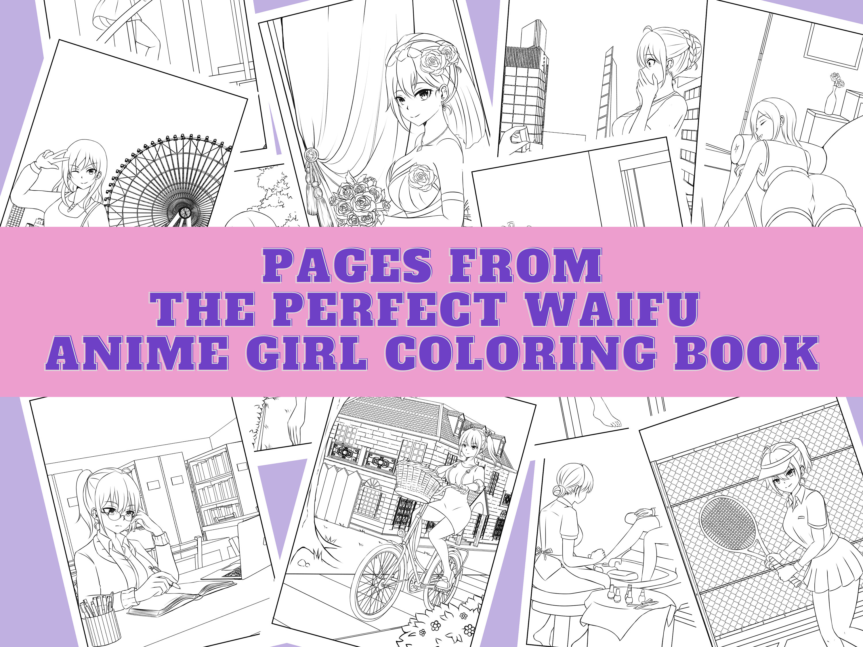 Romantic Anime Girl Coloring Book - the Perfect Waifu : 30-page PDF ...