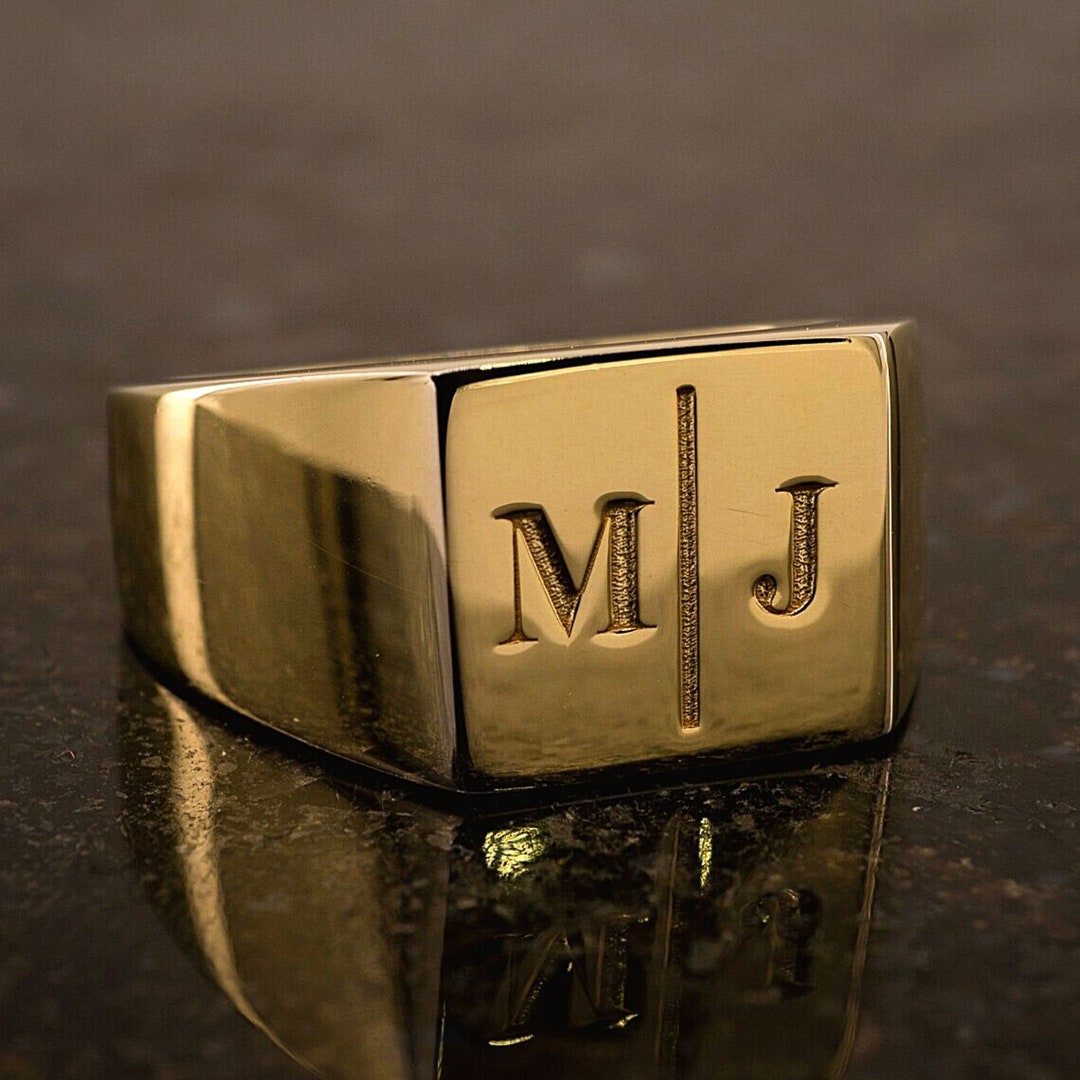 Personalized SIGNET RING Pinky Ring, Initial Ring Letter Silver Signet ...