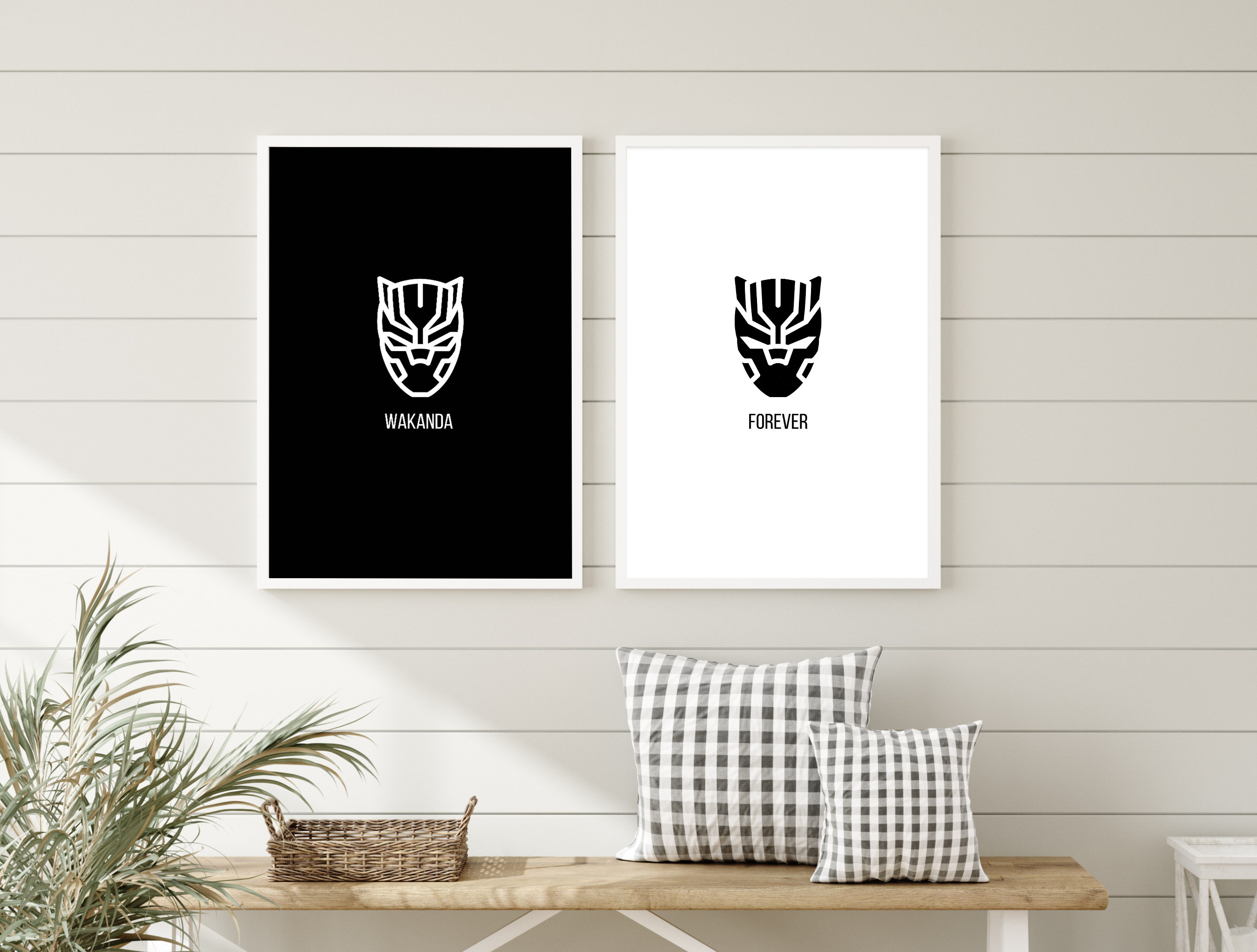 Set of 2 Wakanda Forever Wall Art, Marvel Wall Art, Black Panther Quote ...