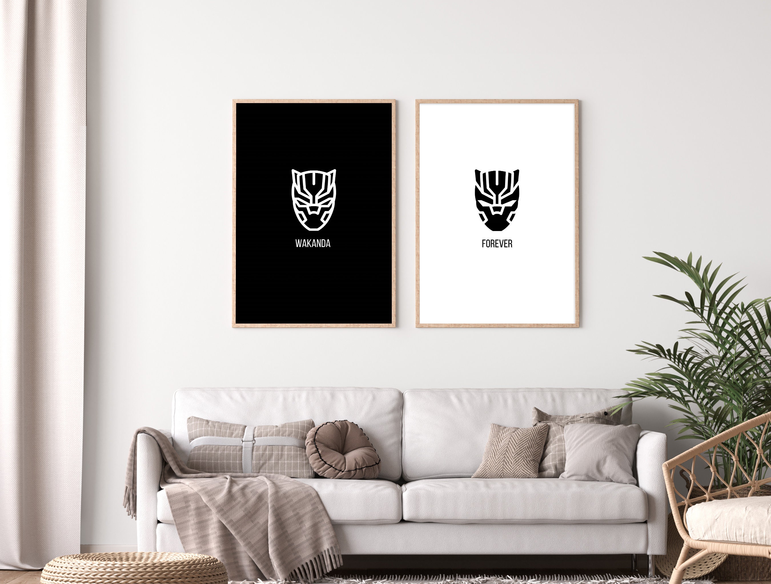 Set of 2 Wakanda Forever Wall Art, Marvel Wall Art, Black Panther Quote ...