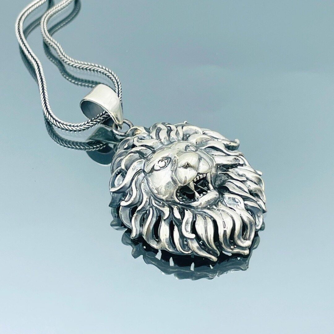 Handmade Sterling Silver Lion Pendant Necklace: Mens Womens Jewelry - Etsy