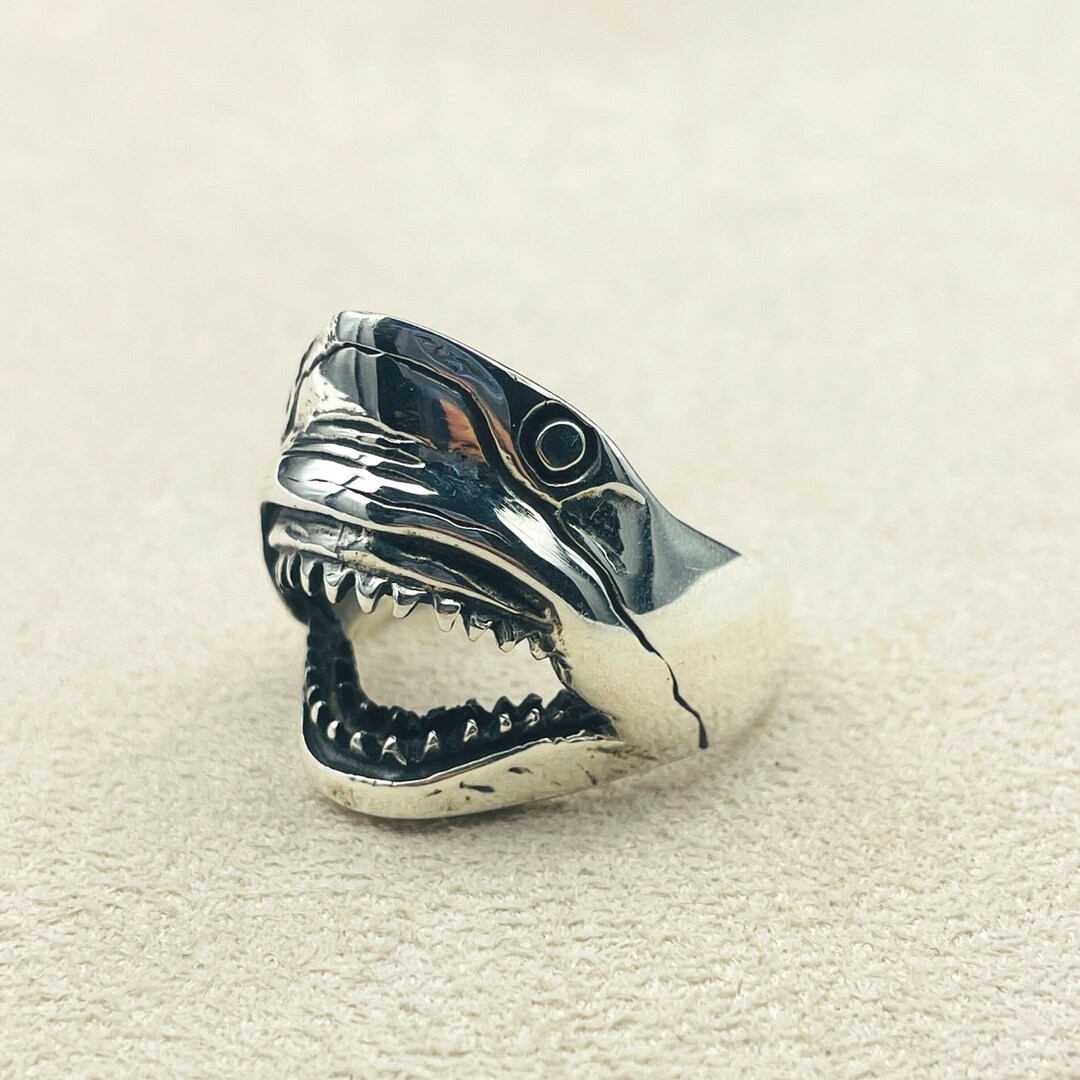 Sterling Silver Shark Ring, Ocean Fish Ring, Handmade Vintage Ring ...