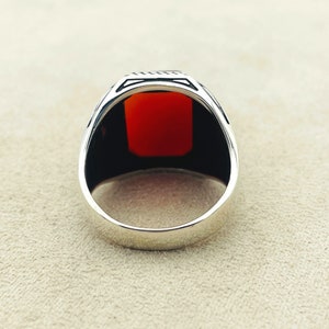Men's Agate Stone Silver Ring, Handmade Jewelry Men, Knitting Detailed ...