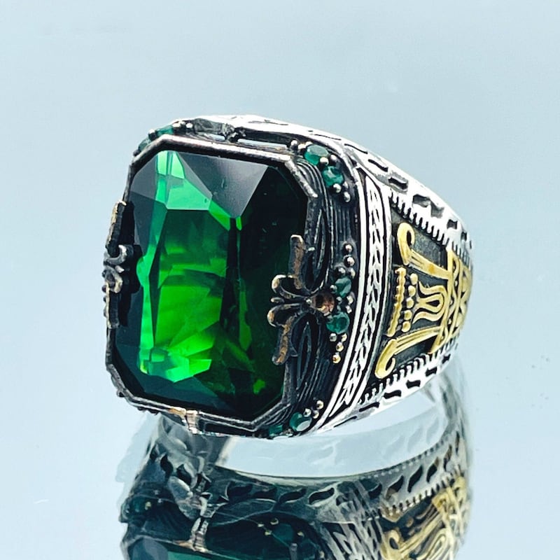 Green Stone Men Ring - Etsy