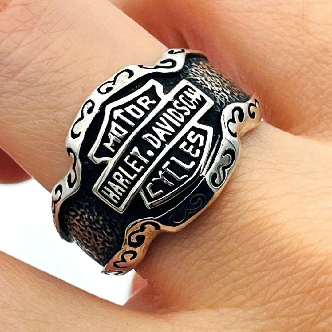 Harley Davidson Ring925k Sterling Silvermotorcycle Signet - Etsy
