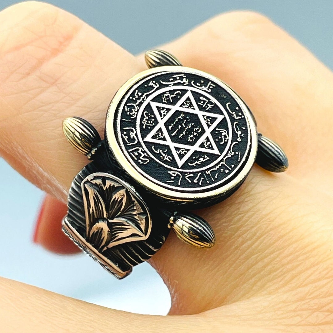 King Solomon Seal Ring, Star of David Ring in Silver Seal of Solomon ...