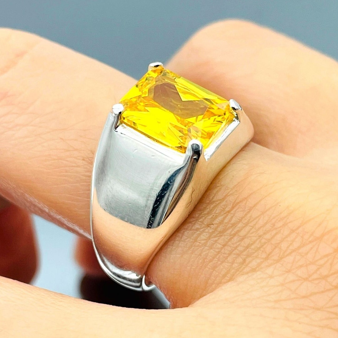 Yellow Citrine Stone Mens Ring, Turkish Handmade Ring,gift for Him ...