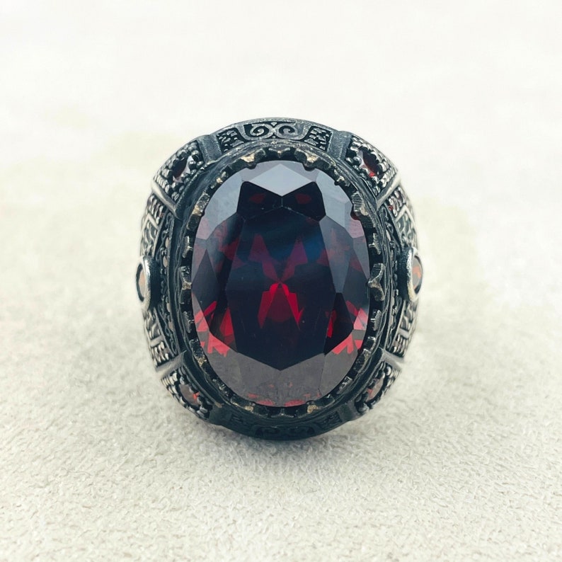 Men's Ruby Stone Silver Ring Handmade Jewelry Men Oval - Etsy