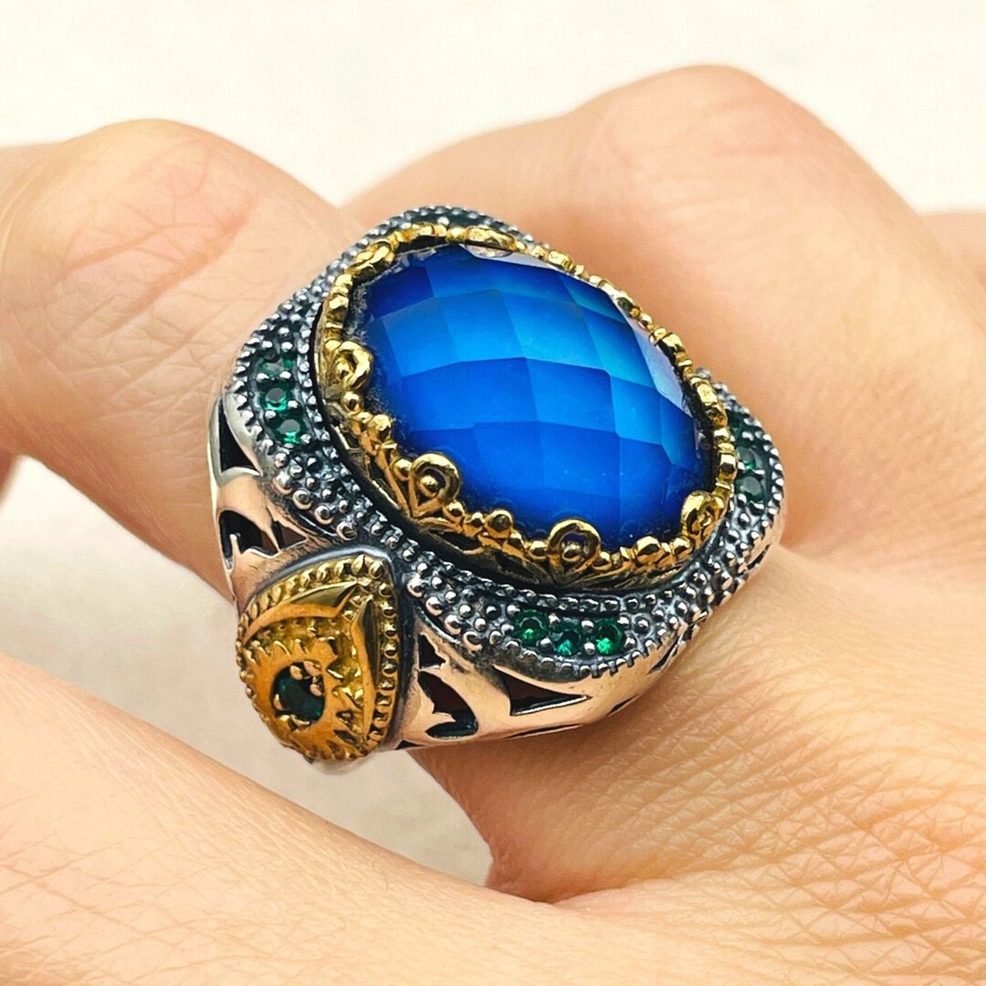 Colormix Tourmaline Stone Mens Ring, Feeling Stone Ring, Emotion Stone ...