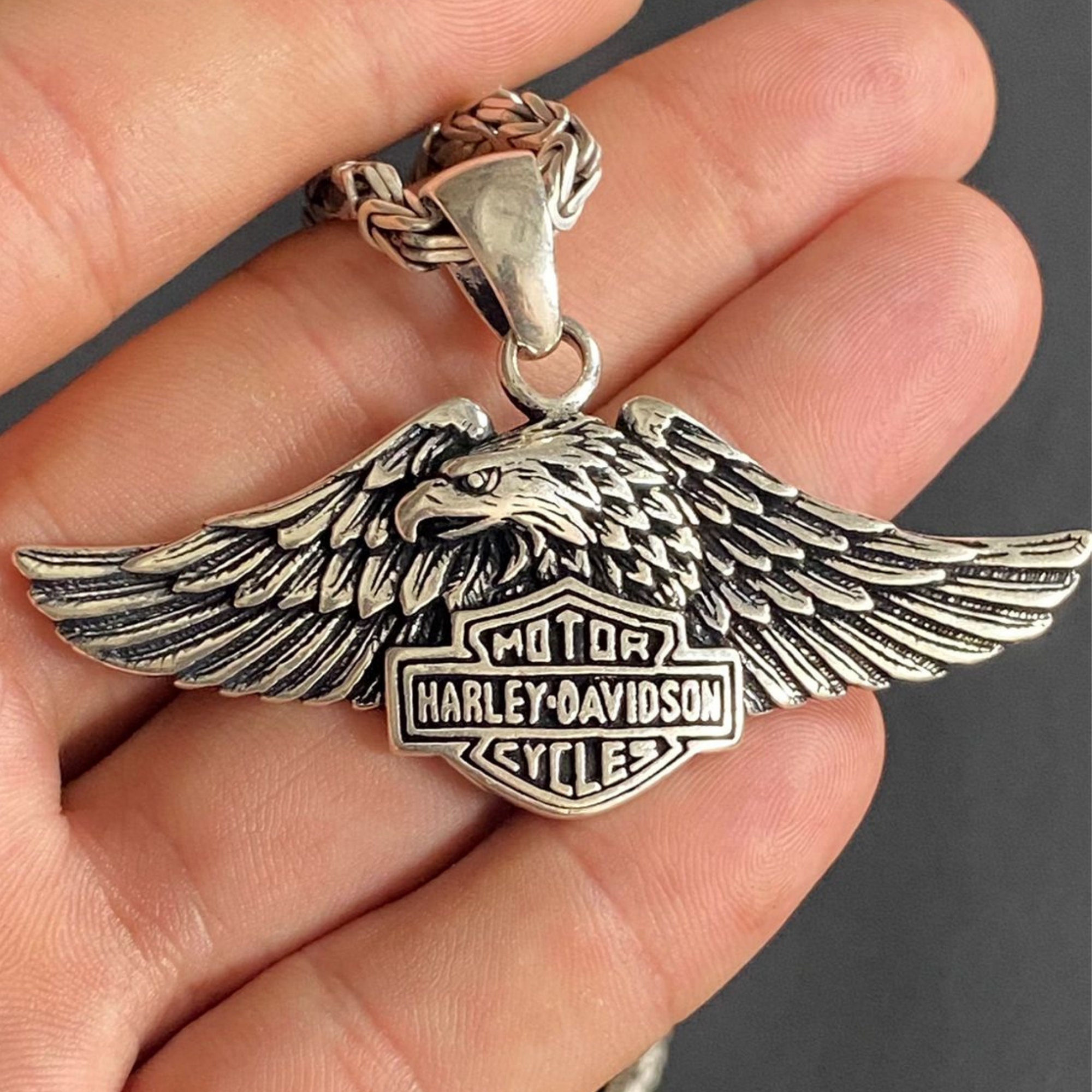 Harley Davidson Necklace Pendant Solid 925 Silver Pendant - Etsy