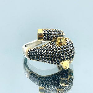 Black Onyx Stone Tiger Womens Ring, Handmade Ladies Ring, 925k Sterling ...