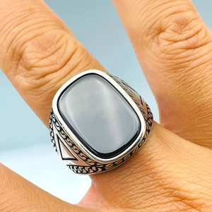 Men's Black Onyx Stone Ring, Turkish Handmade Ring, Gift Him, Gift ...