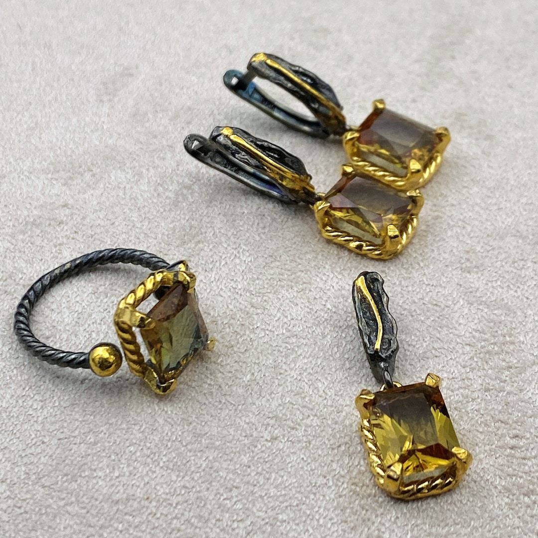 Women's Handmade Silver Jewelry Set, Alexandrite Stone Set, Authentic ...