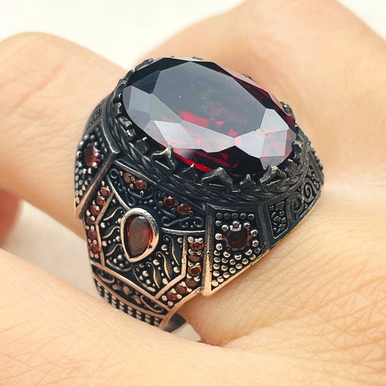 Men's Ruby Stone Silver Ring Handmade Jewelry Men Oval - Etsy