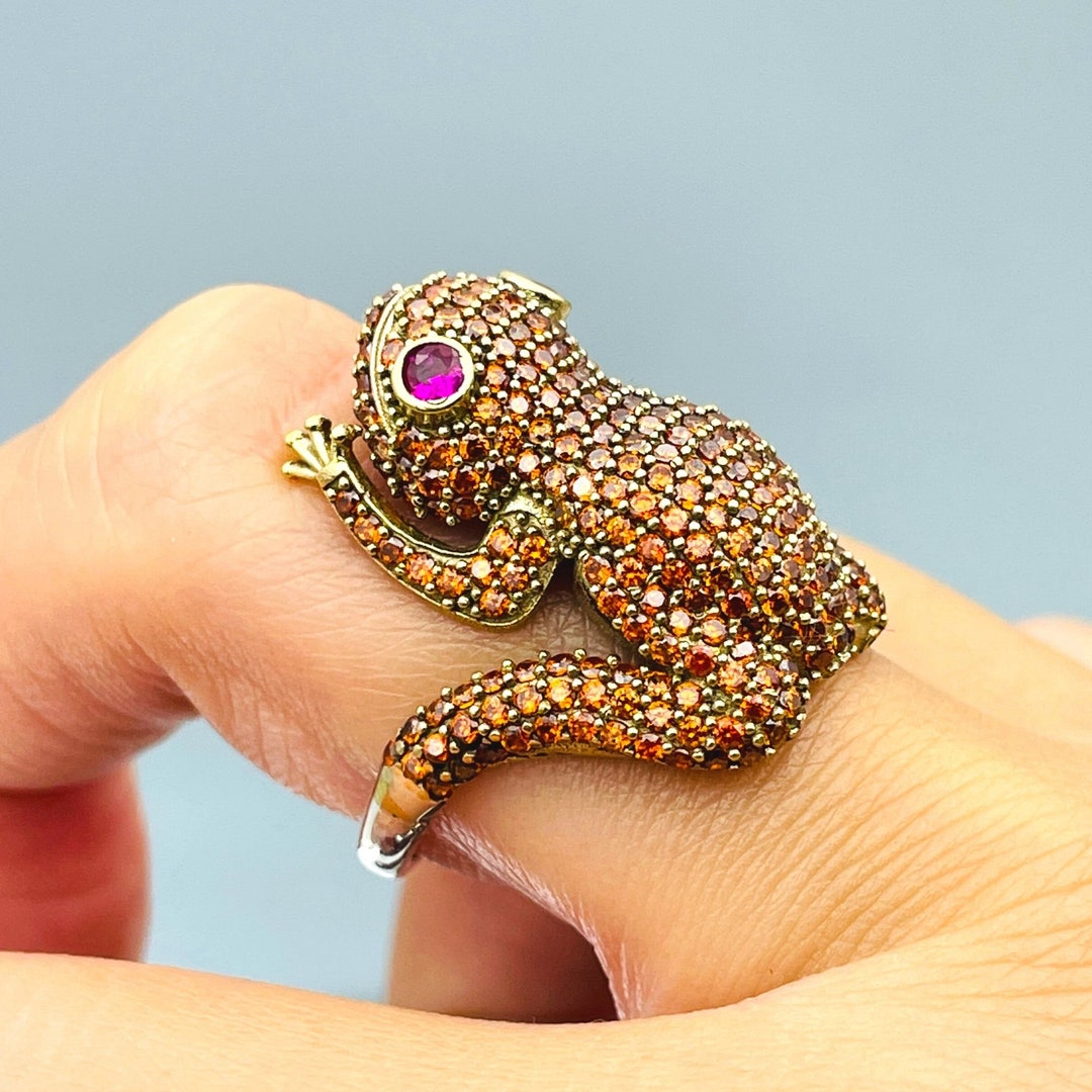 Frog Ring Women's, Orange Citrine Stone Ring, Handmade Animal Silver ...
