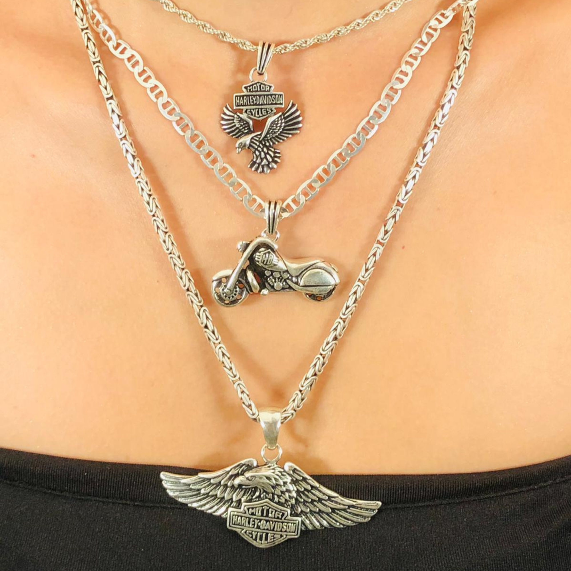 Harley Davidson Necklace Pendant Solid 925 Silver Pendant - Etsy