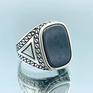 Men's Black Onyx Stone Ring, Turkish Handmade Ring, Gift Him, Gift ...
