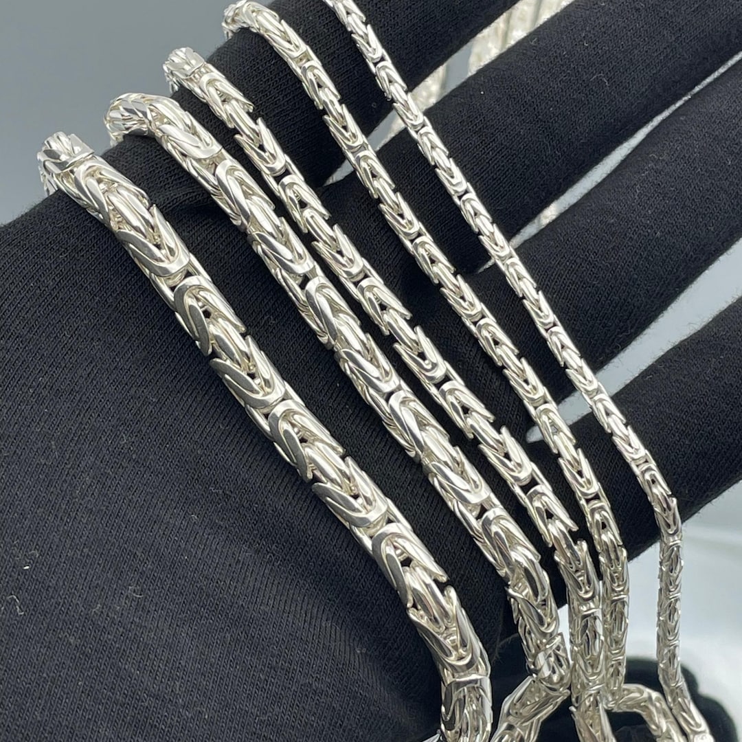 Byzantine Silver Chain Necklace, White Byzantine King Chain, Europe Bali Chain, 925 Sterling ...