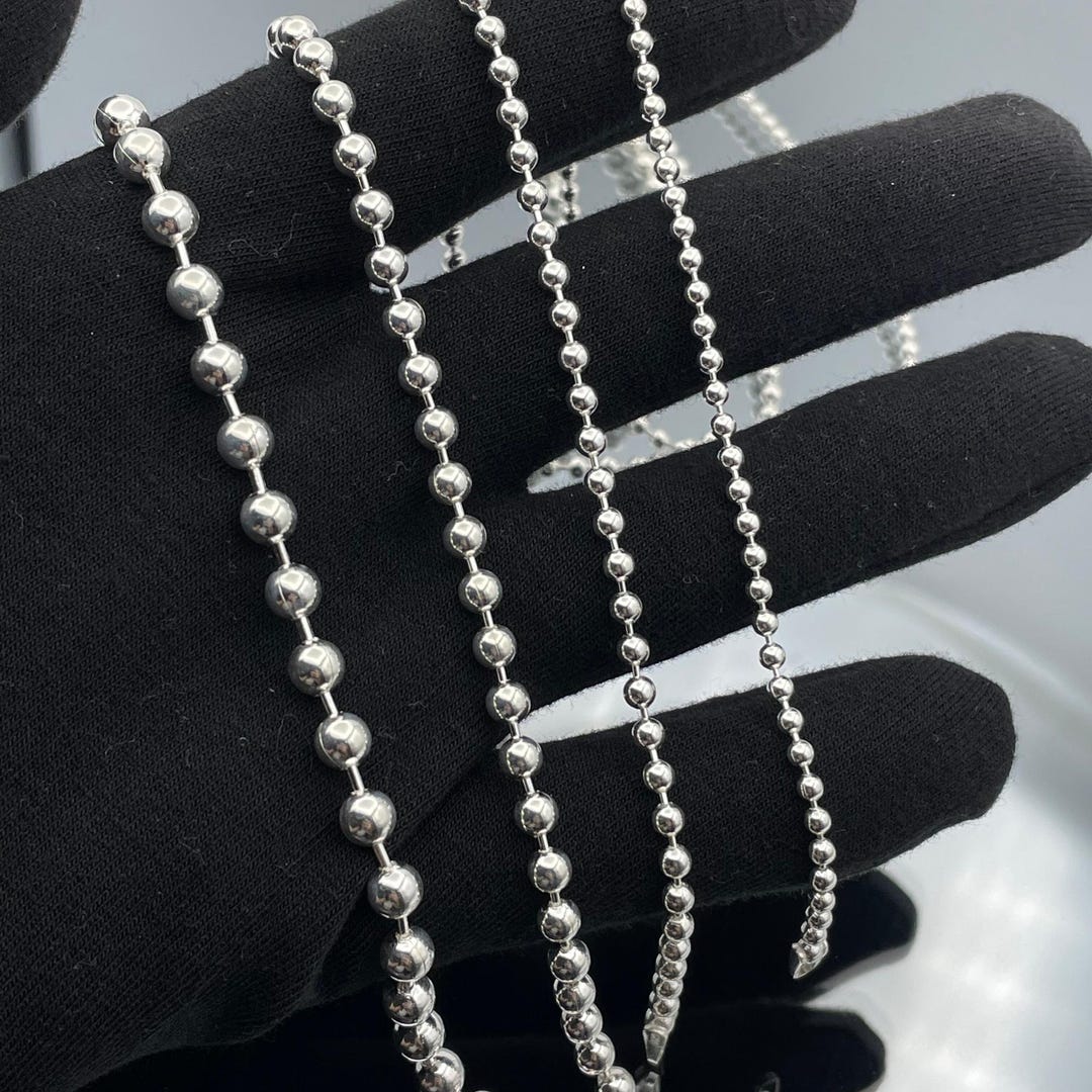 Bead Silver Chain Necklace, Bead Chain, Europe Chain, 925 Sterling ...