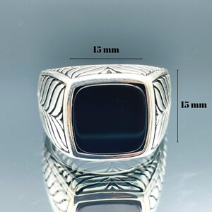 Black Onyx Squared Stone Mens Ring, Turkish Handmade Ring, 925k ...
