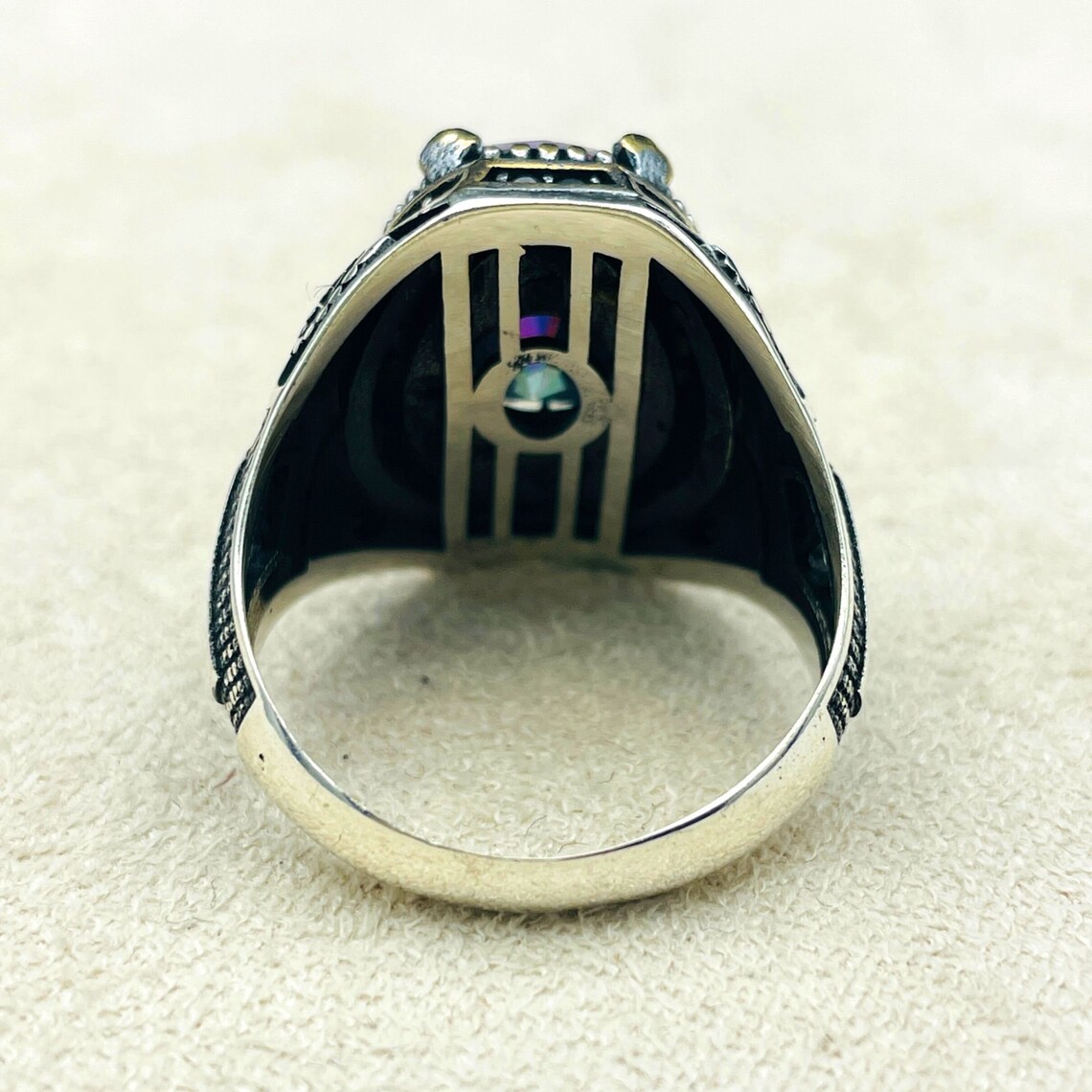 Mens Mystic Topaz Stone Silver Ring Turkish Handmade Silver - Etsy