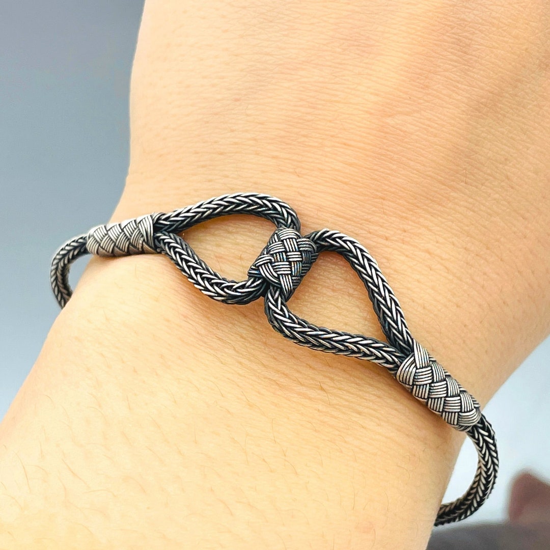 Filigree Double Punch Men's Bracelet, 925k Sterling Silver Bracelet ...