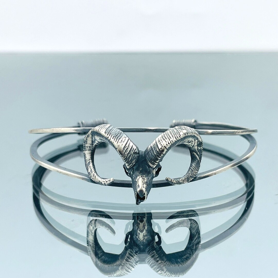 Men Goat Head Design Bracelet, Animal Figure Bracelet, 925 Sterling ...