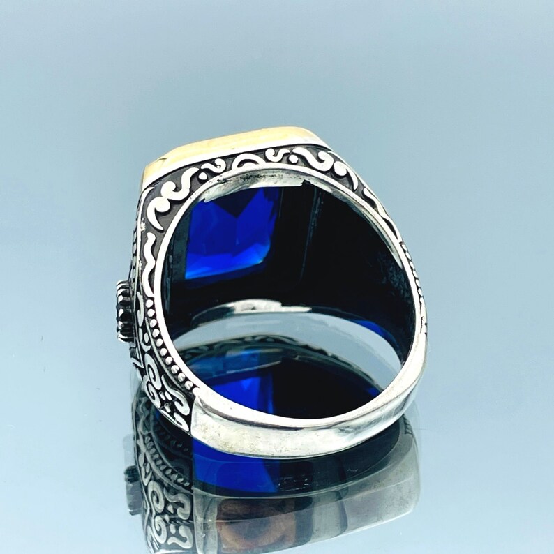 Mens Blue Sapphire Stone Ring Turkish Handmade Ring Ottoman - Etsy