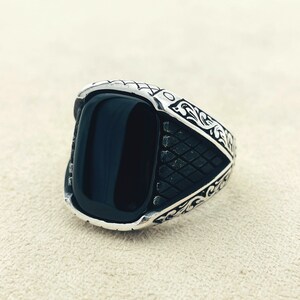 Men's Onyx Stone Silver Ring, Handmade Jewelry Men, 925K Sterling ...