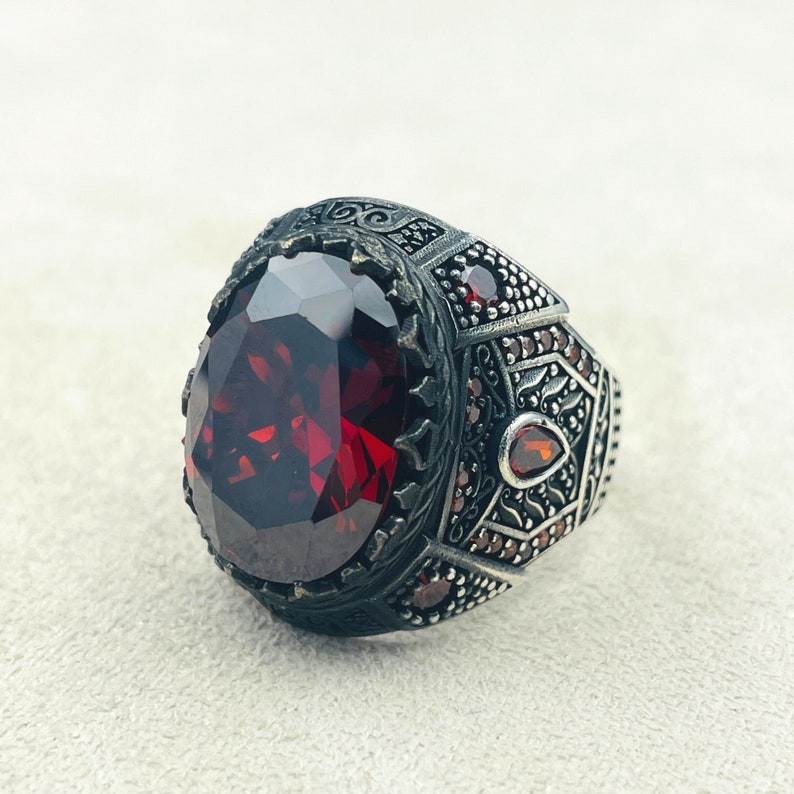 Men's Ruby Stone Silver Ring Handmade Jewelry Men Oval - Etsy