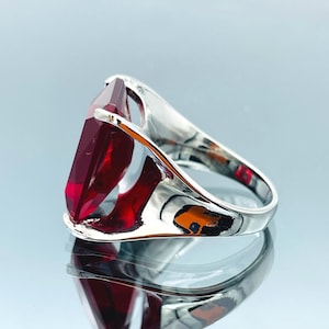Red Ruby Big Stone Womens Ring, Handmade Ladies Ring, 925k Sterling ...