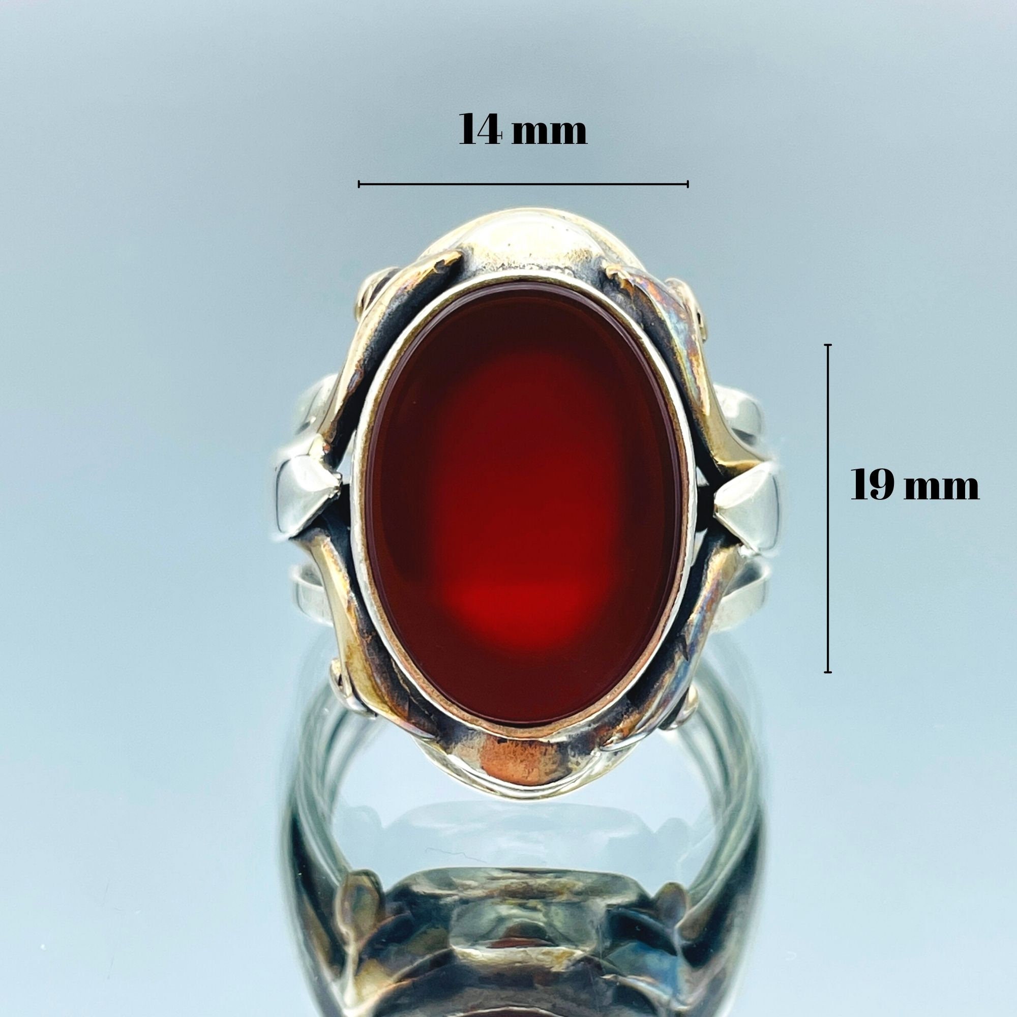 Red Agate Stone Men's Ring: Handmade Ottoman 925 Sterling Silver - Etsy