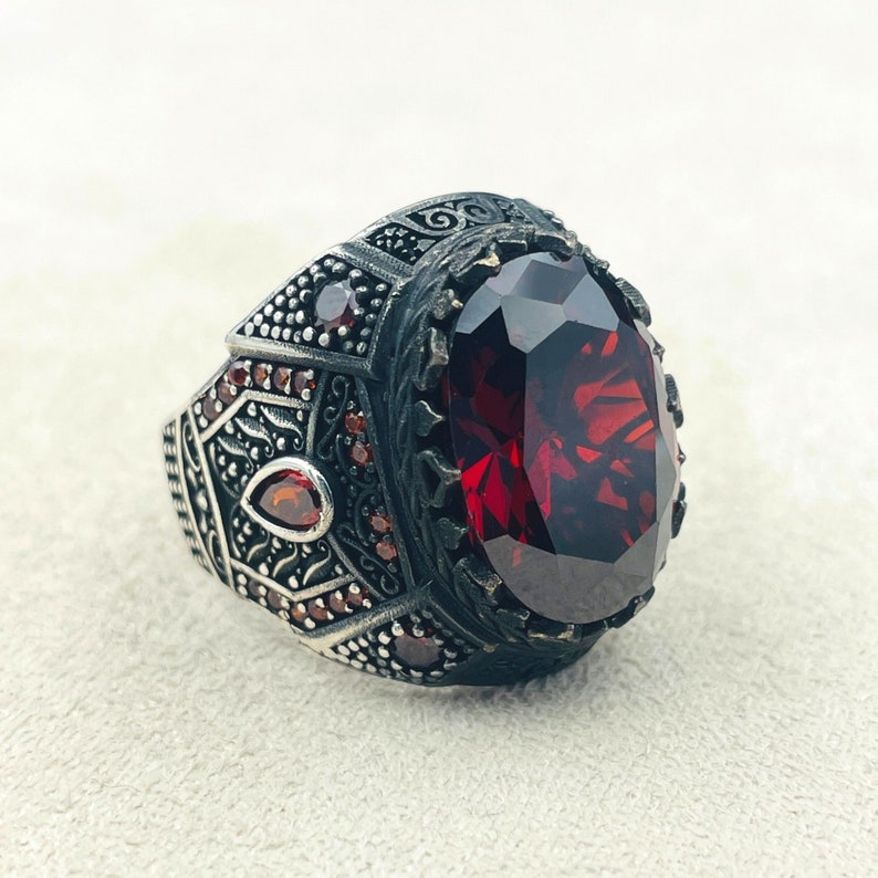 Men's Ruby Stone Silver Ring Handmade Jewelry Men Oval - Etsy