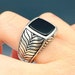 Black Onyx Squared Stone Mens Ring, Turkish Handmade Ring, 925k ...