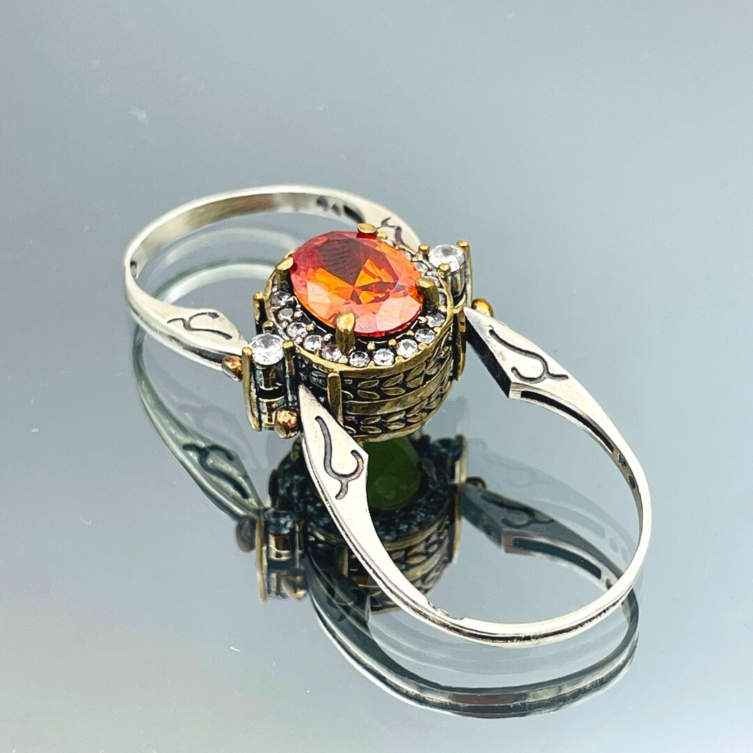 Reversible Sterling Silver Ring: Ottoman Orange Ruby & Yellow ...