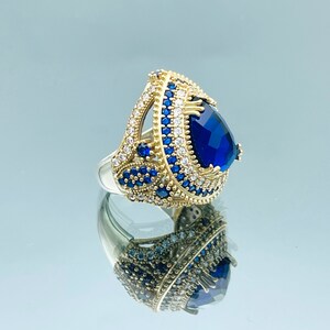 Blue Sapphire Stone Women Ring, Sapphire Blue Jewelry Set, 925 Sterling ...
