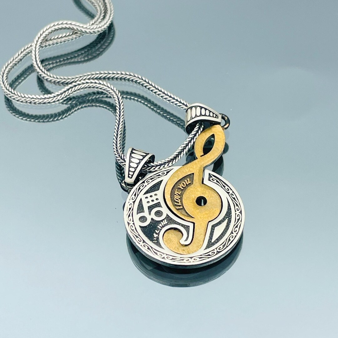 Musical Note Pendant: Handmade Sterling Silver Music Symbol Necklace - Etsy