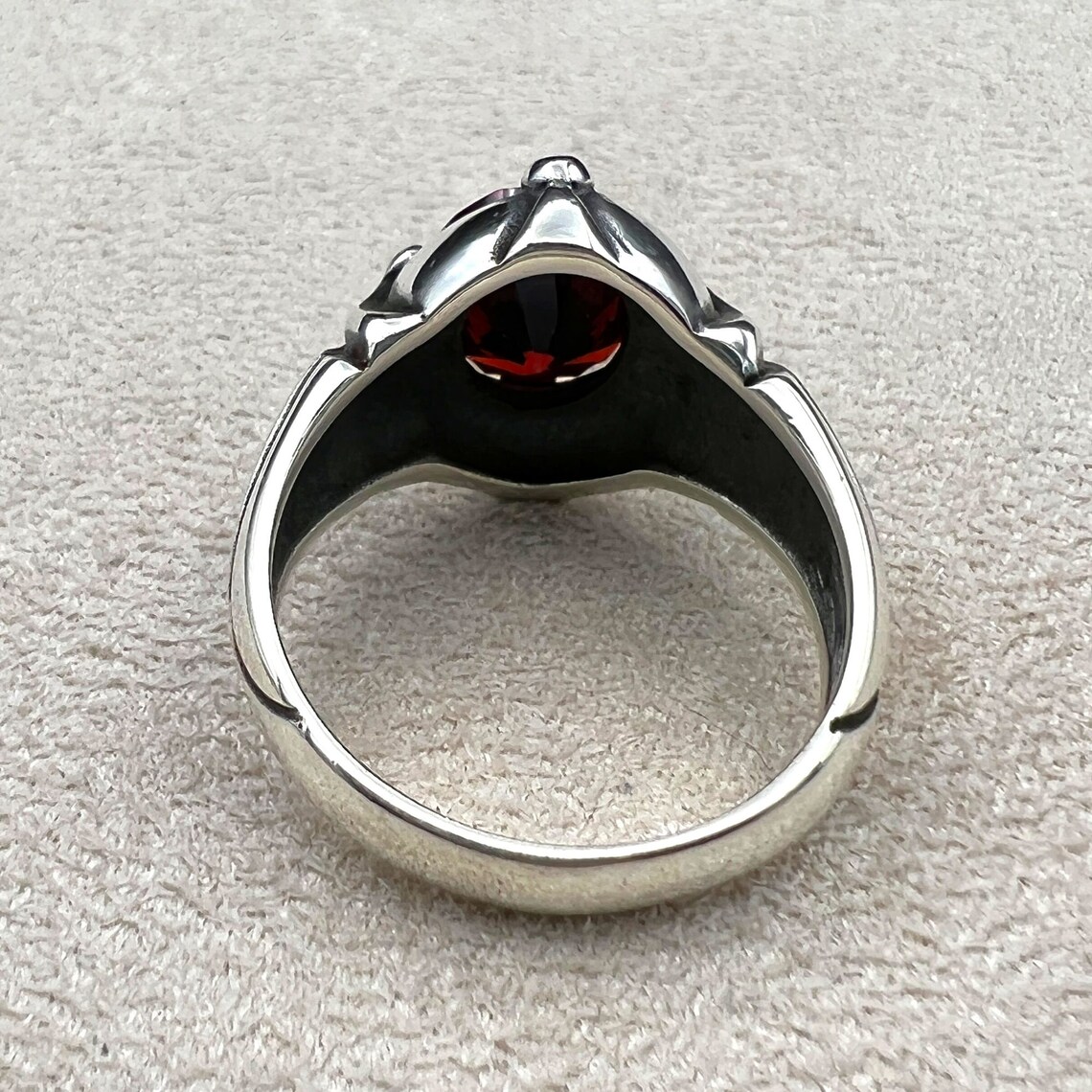 Ruby Red Stone Men's Ring: Handmade 925 Sterling Silver Ottoman Style ...