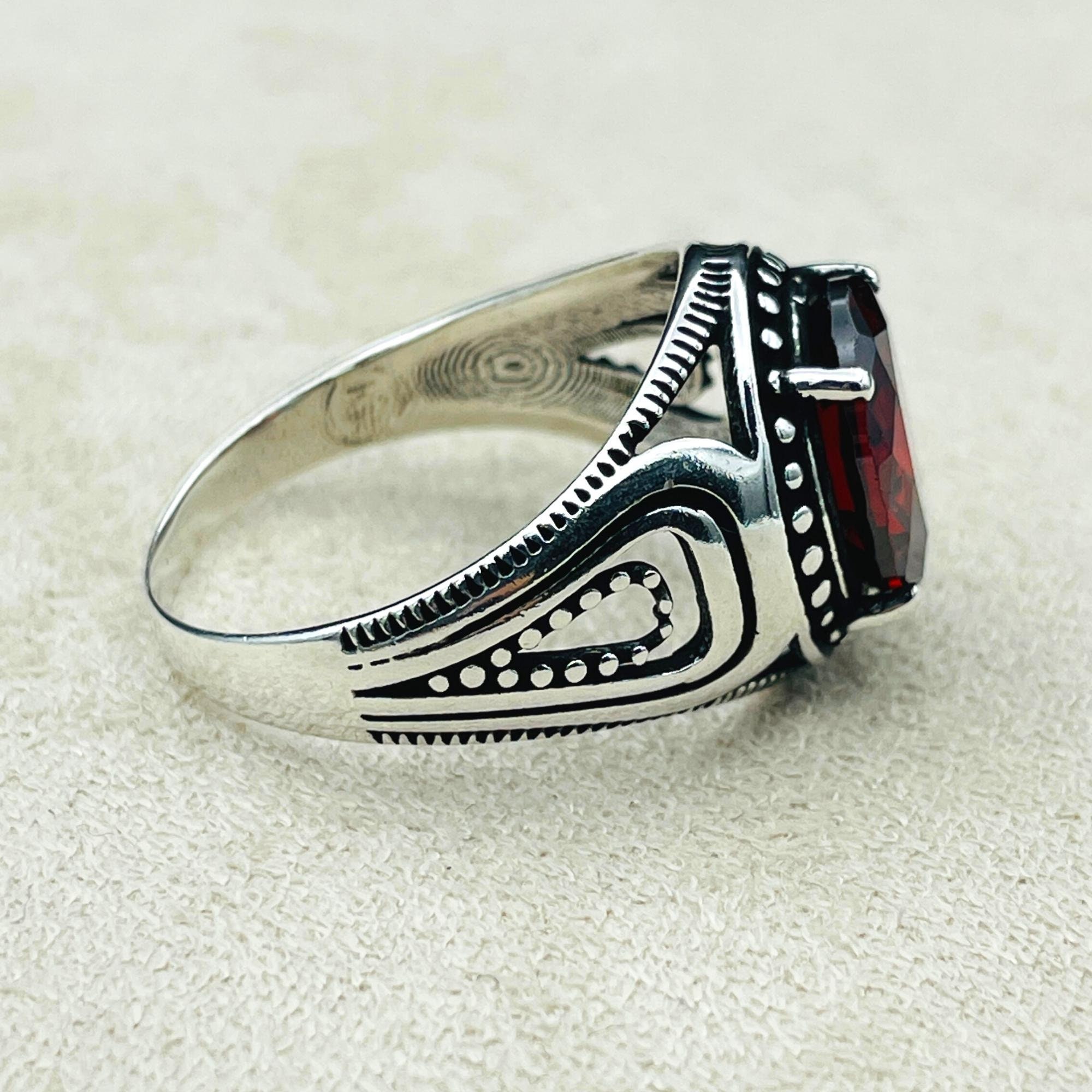 Red Ruby Gemstone Ring Handmade Silver Ring Mens 925 - Etsy