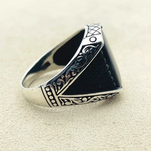 Men's Onyx Stone Silver Ring, Handmade Jewelry Men, 925K Sterling ...