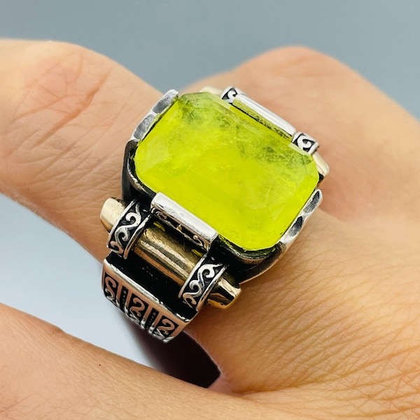 Yellow Stone Men Ring - Etsy