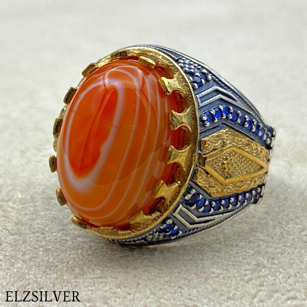 Mens Ring Orange - Etsy