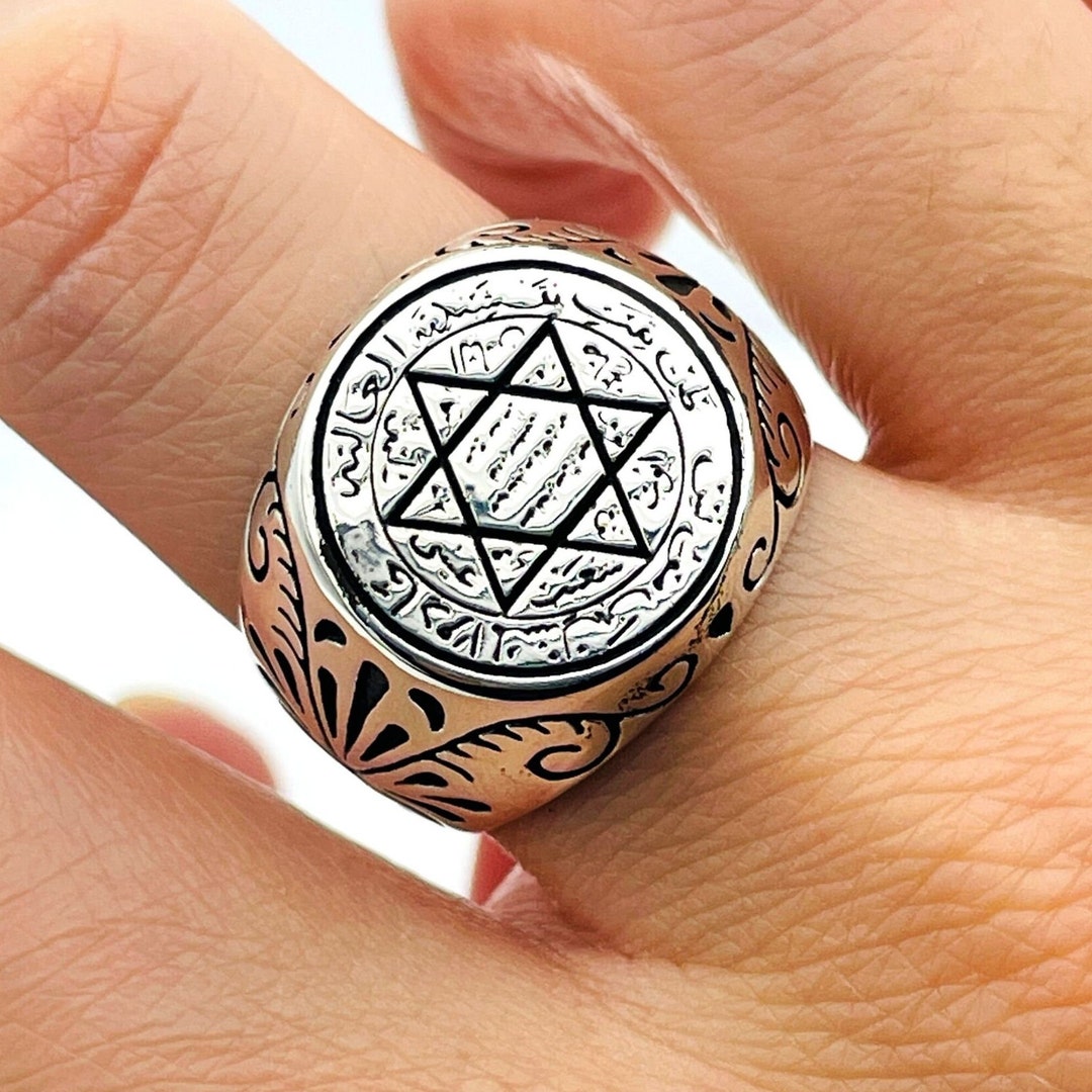 Seal of Solomon Ring, Turkish Handmade Ring, King Solomon Ring, Mens ...