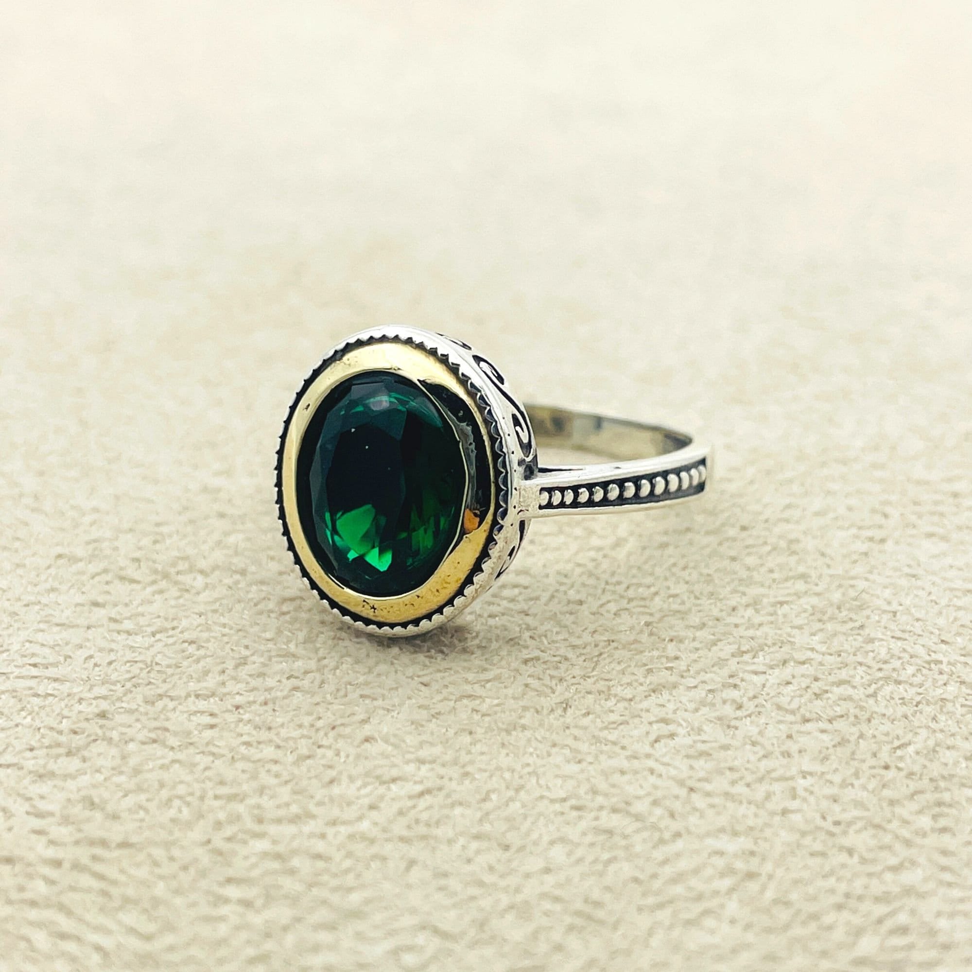 Handmade Emerald Stone Ring Ladies: 925 Sterling Silver Jewelry Gift - Etsy