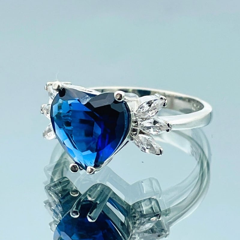 Blue Heart Ring - Etsy