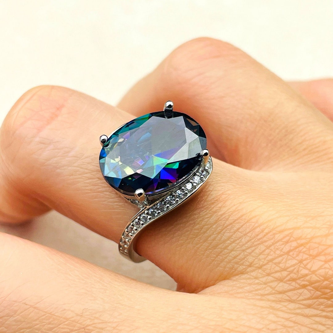 Multicolor Mystic Topaz Stone Ring Womens, Turkish Handmade Ladies ...