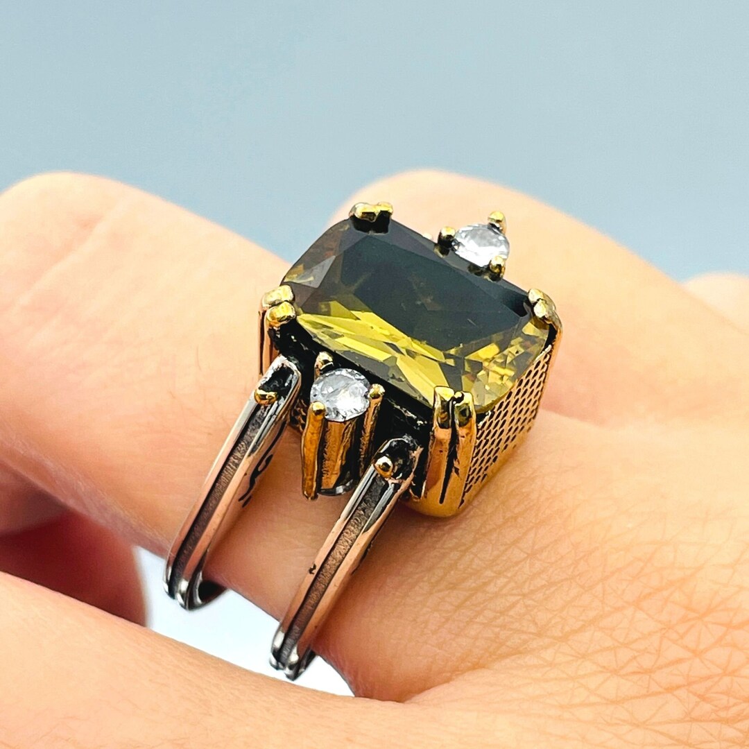 Square Model Two in a One Stone Ring Women, Natural Alexandrite ...