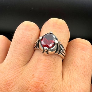 Ruby Red Stone Men's Ring: Handmade 925 Sterling Silver Ottoman Style ...