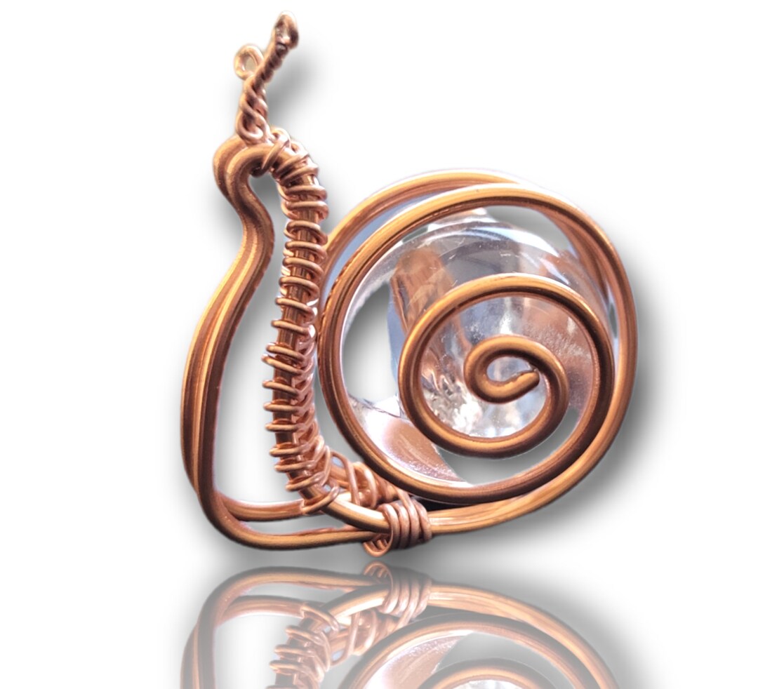 Crystal Ball Snail | Wire Wrapped Crystal| Energy Desk Ornament ...